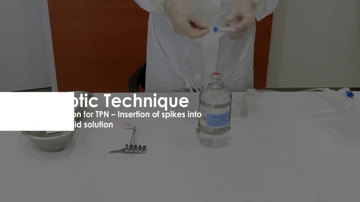 8.3. Preparation for TPN - Insertion of spikes into Amino acid solution