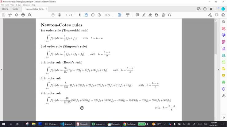 Newton-Cotes rules and Romberg Integration