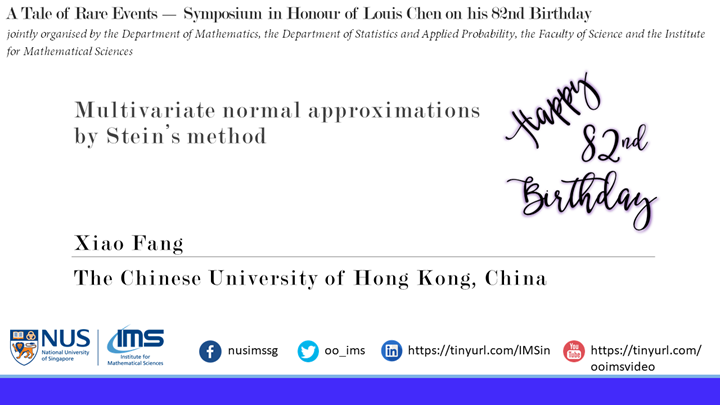 Xiao Fang - Multivariate normal approximations by Stein's method