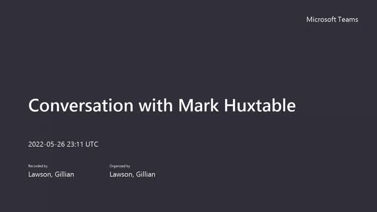 Conversation with Mark Huxtable