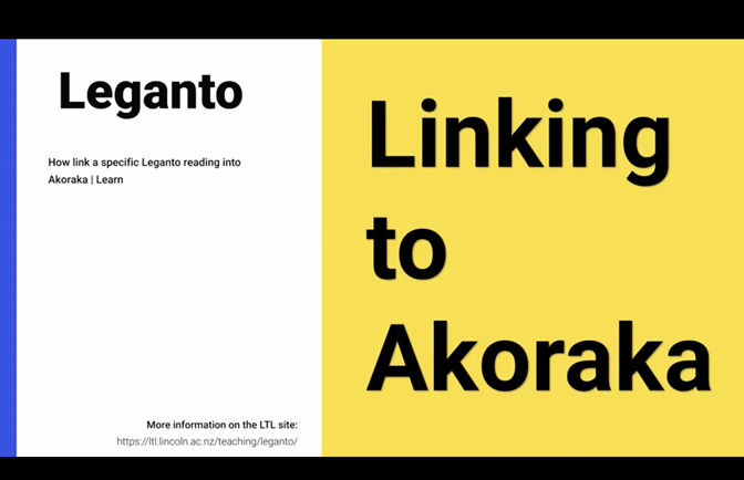 How to link a specific Leganto reading into Akoraka|Learn