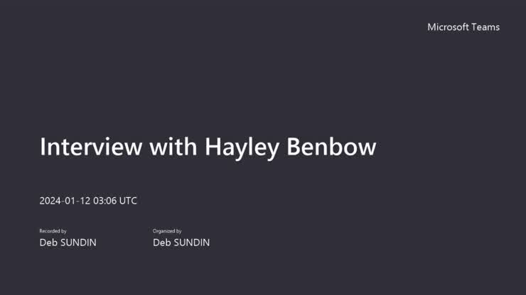 Interview with Hayley Benbow