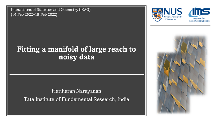 Hariharan Narayanan - Fitting a manifold of large reach to noisy data