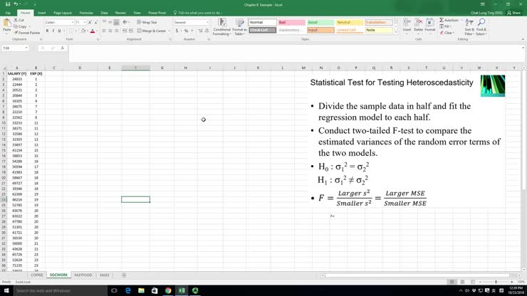 F test for heteroscedasticity