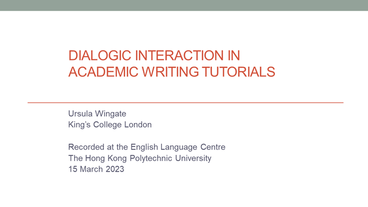 Dialogic Interaction in Academic Writing Tutorials by Ursula Wingate