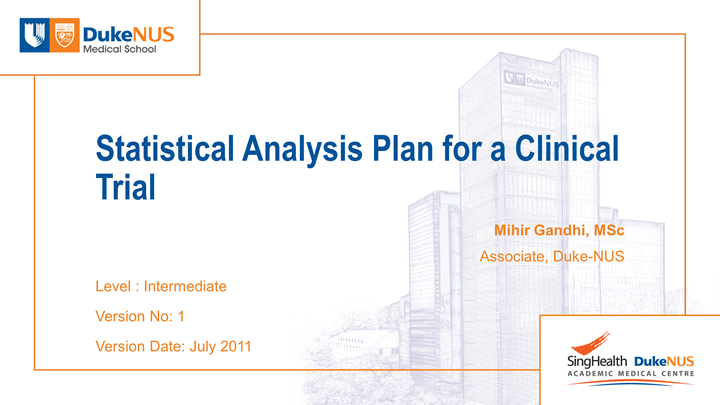 Statistical Analysis Plan for a Clinical Trial