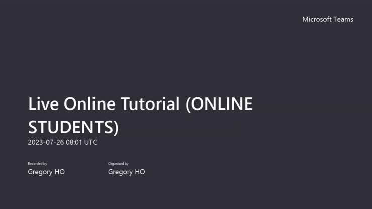 Live Online Tutorial (ONLINE STUDENTS)