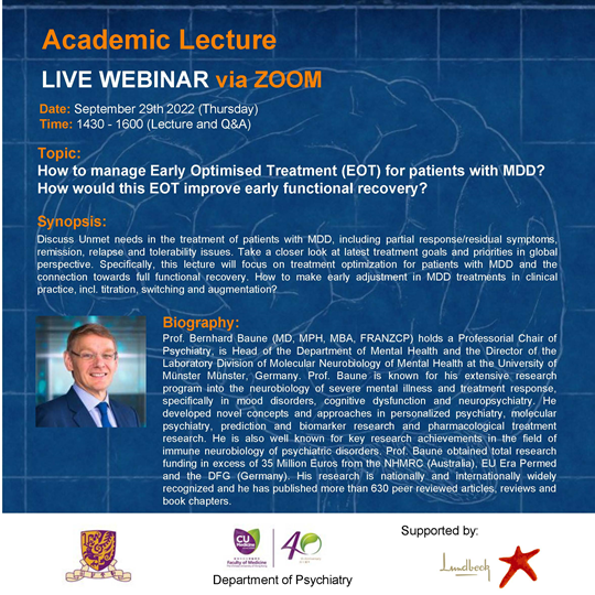 Academic Lecture 29 Sept 2022, Prof. Bernhard BAUNE