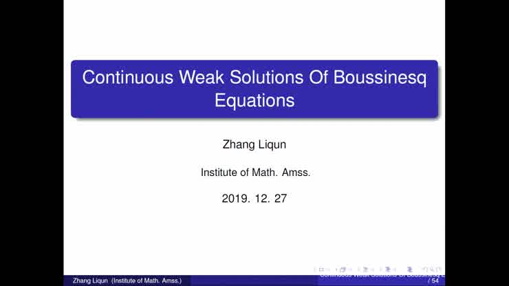 Liqun Zhang: Continuous weak solutions of Boussinesq equations